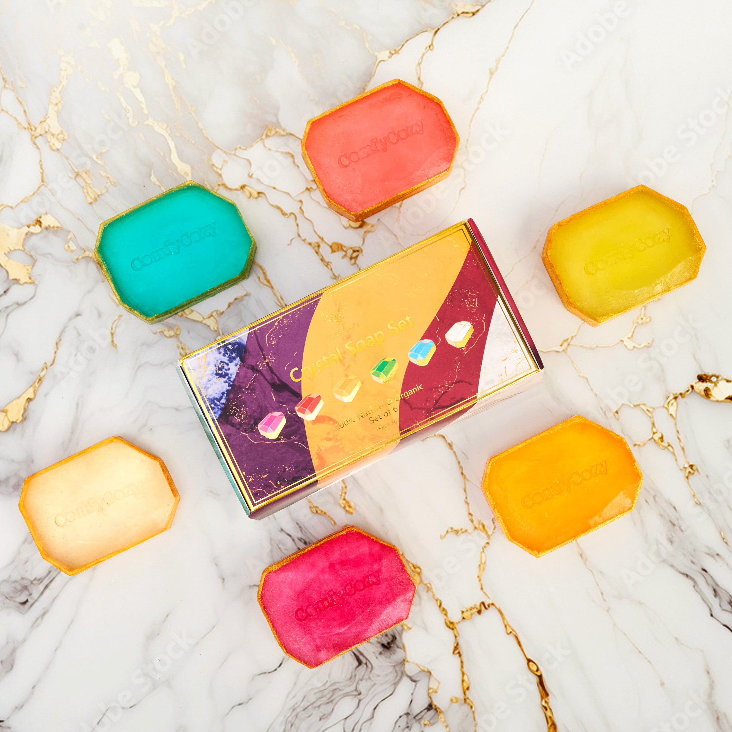 ComfyCozy Crystal Soap Set | Luxury Organic Body Soaps Bars | Buy Now